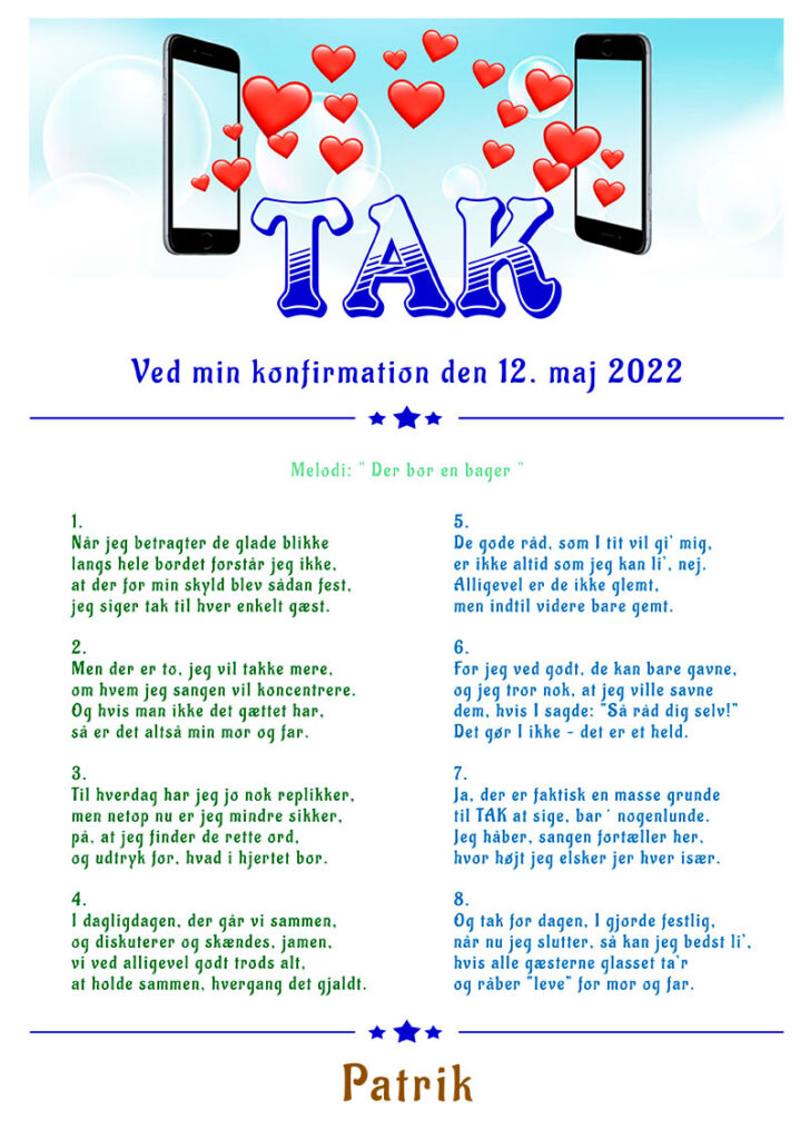 Takkesange fra konfirmanden - festsange.nu