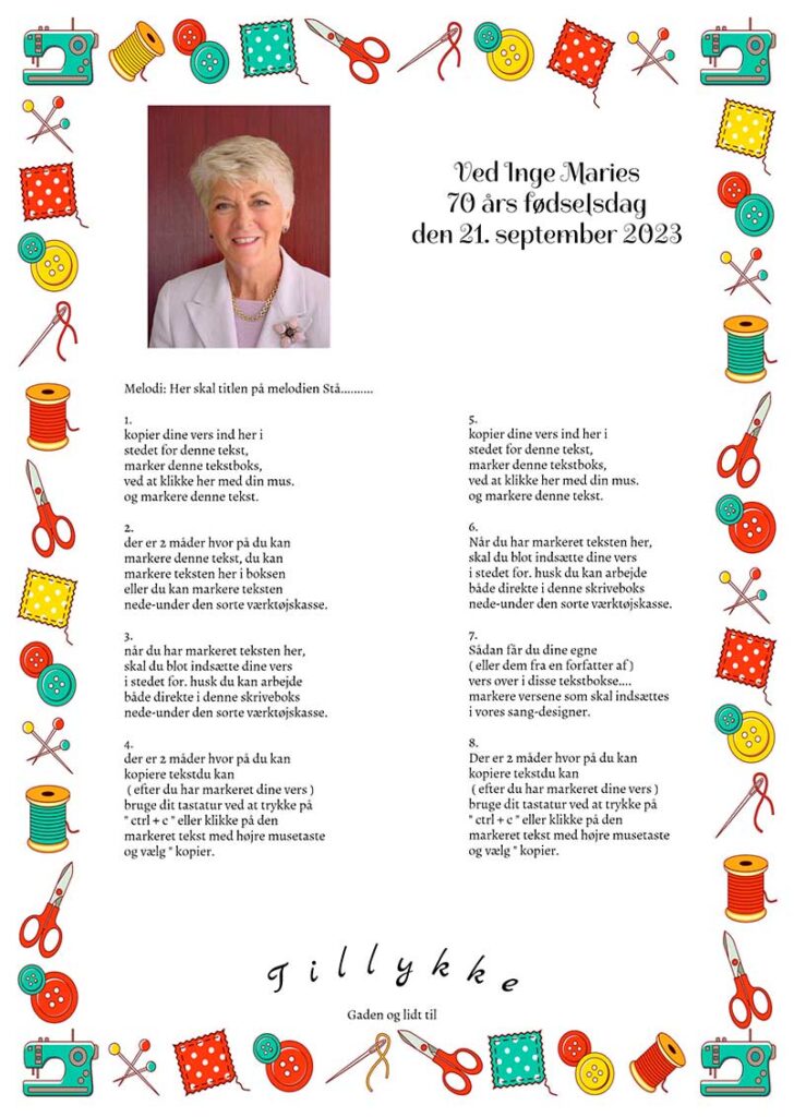 Skabelon til personlig sangtekst - festsange.nu