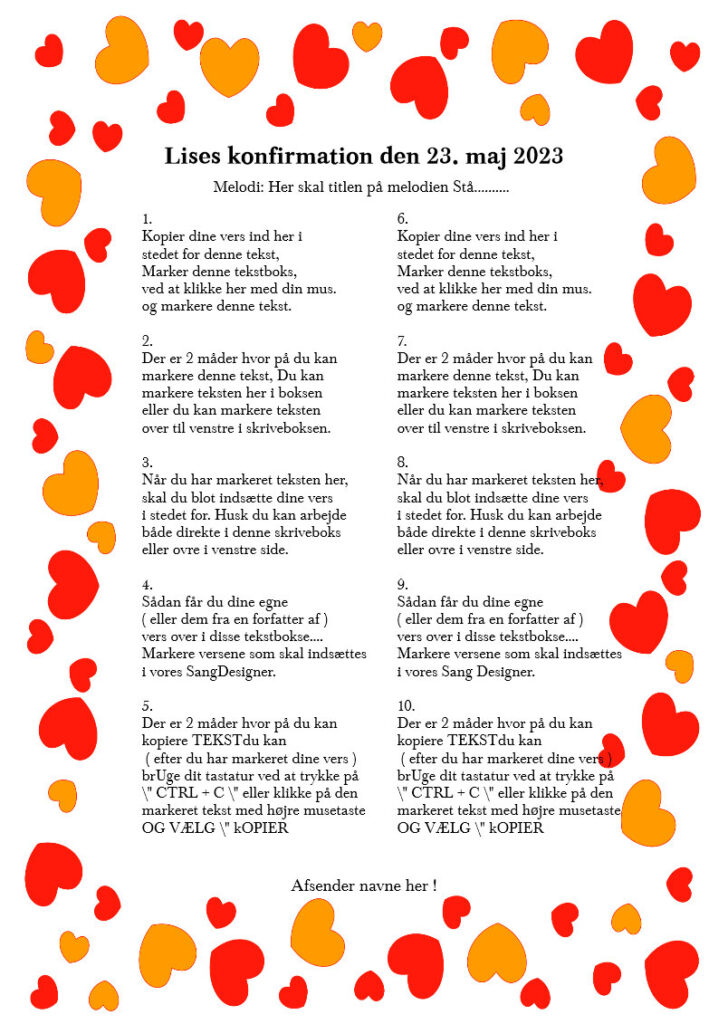 Skabelon til personlig sangtekst - festsange.nu
