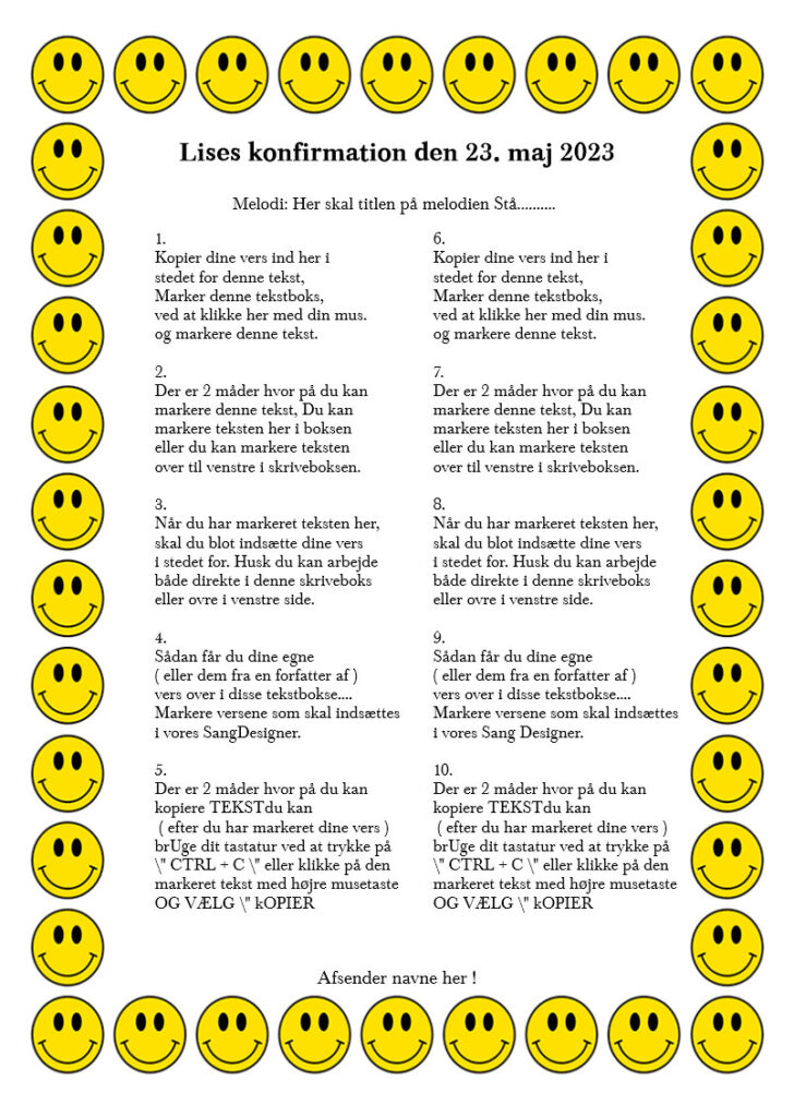 Skabelon til personlig sangtekst - festsange.nu