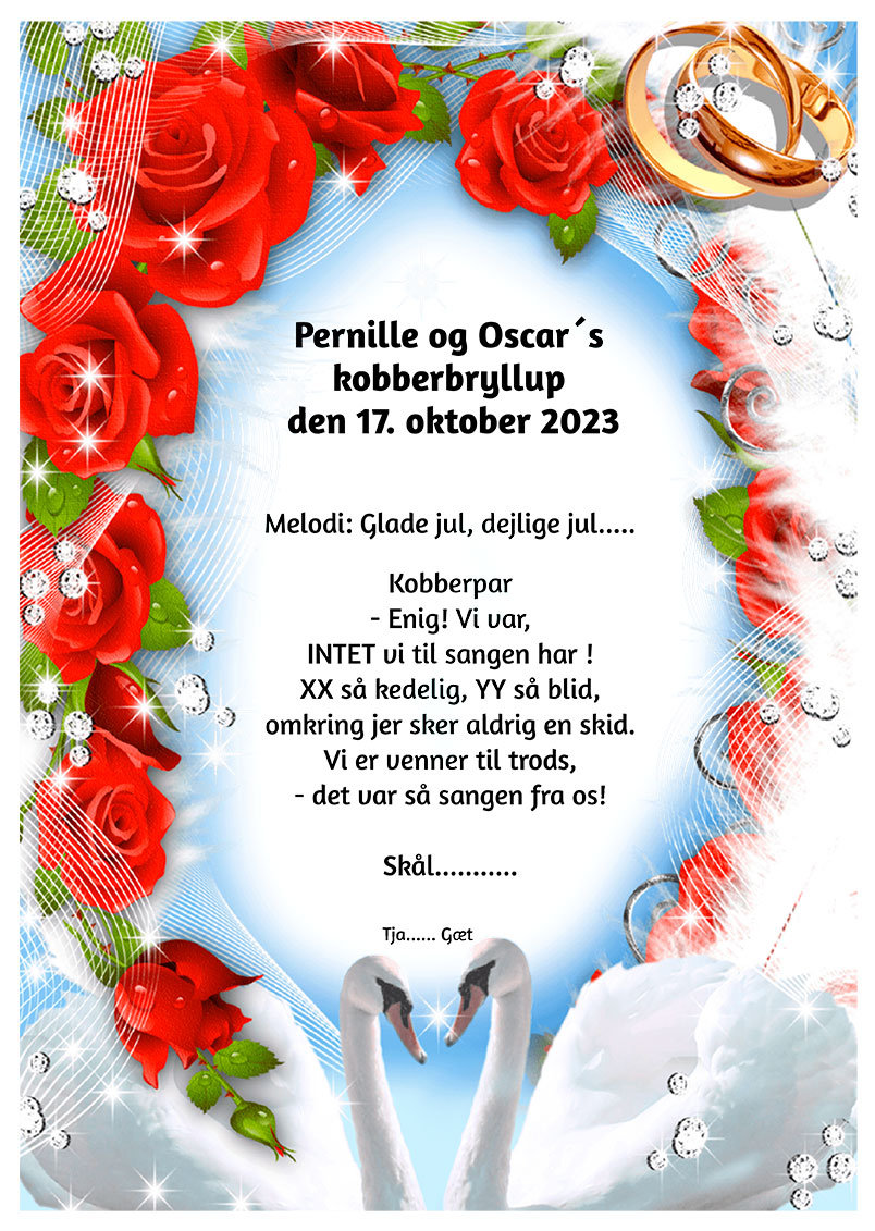 Intet vi til sangen har - Kobberbryllup - festsange.nu