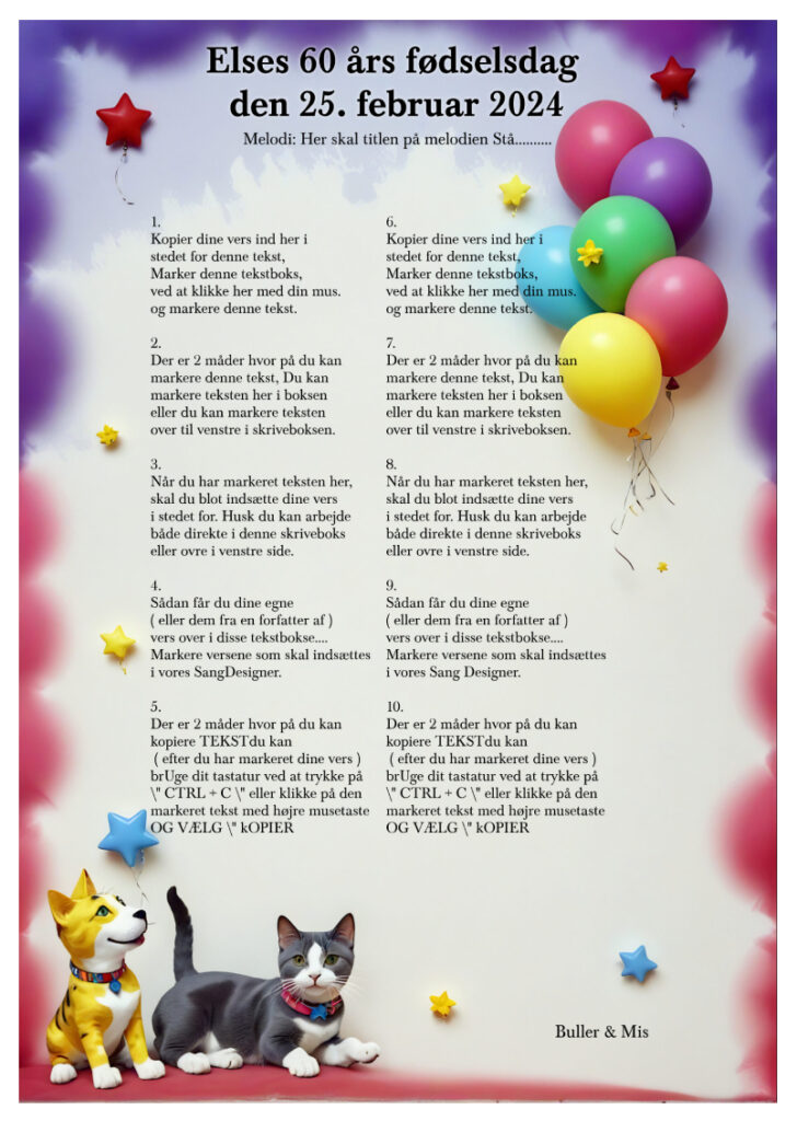 Skabelon til personlig sangtekst - festsange.nu